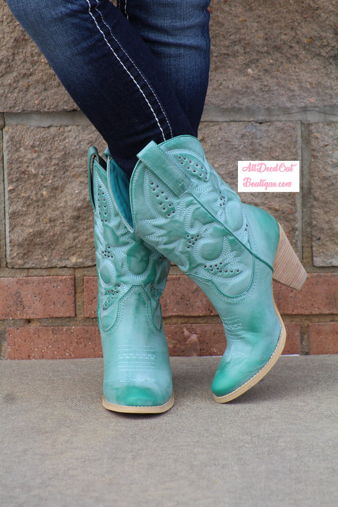 Very Volatile Denver Cowgirl Boot Aqua Blue | All Dec'd out – All Decd Out