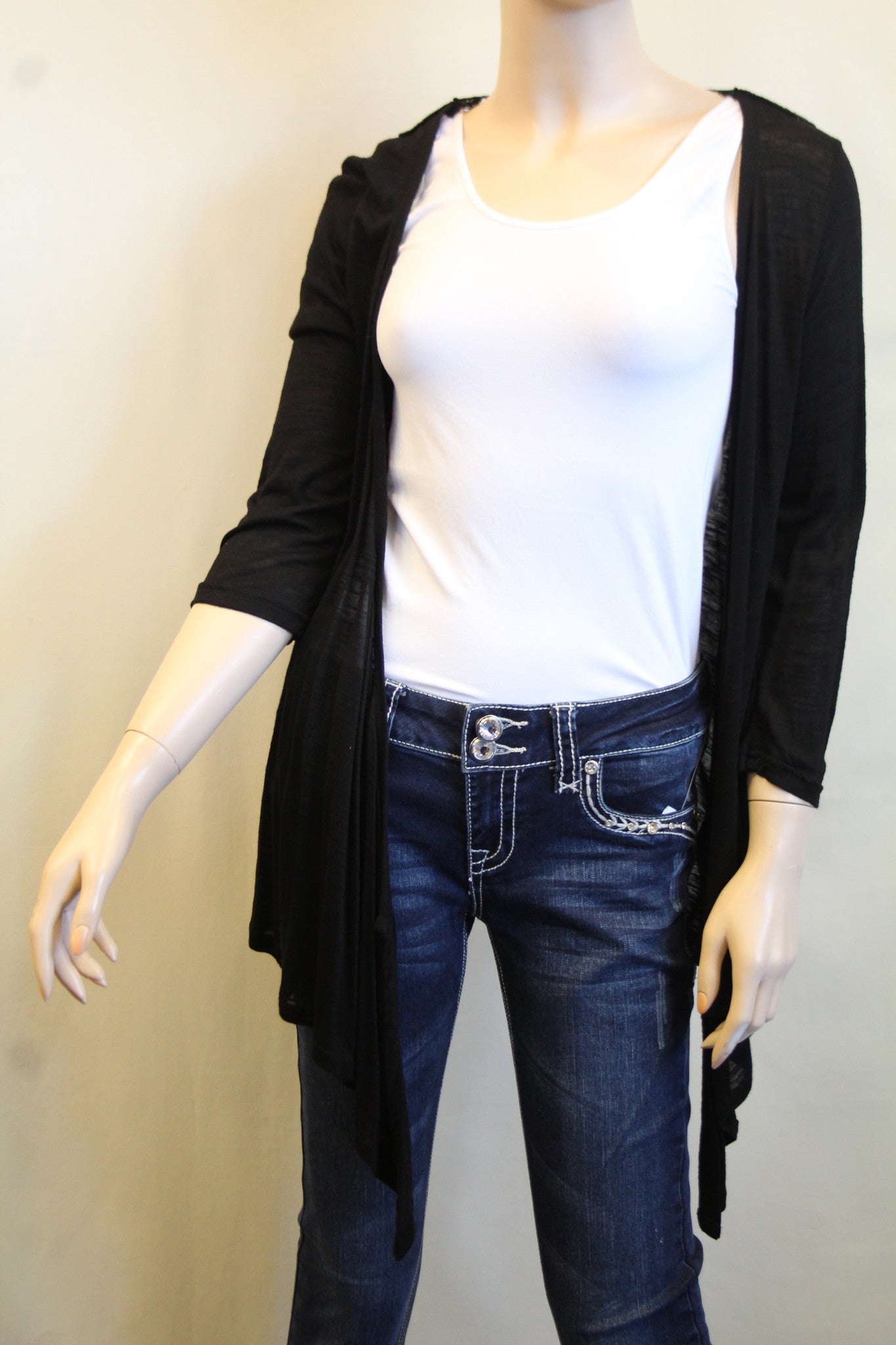 Urban Mango Cardigan with Crochet Back Black | All Dec'd Out – All Decd Out
